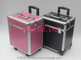 Pink Trolley Aluminum Beauty Box With Wheels And Large Storage Space supplier
