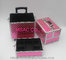 Three Layers Aluminum Makeup Trolley Case With Pink Color supplier