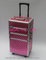 Three Layers Aluminum Makeup Trolley Case With Pink Color supplier